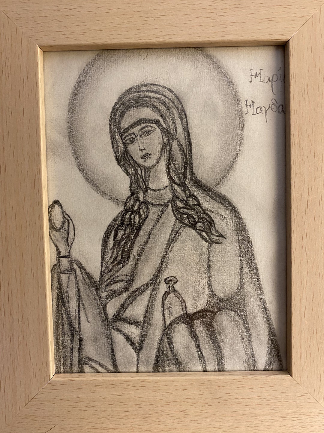 Pencil Drawing of Saint Magdalena - Etsy