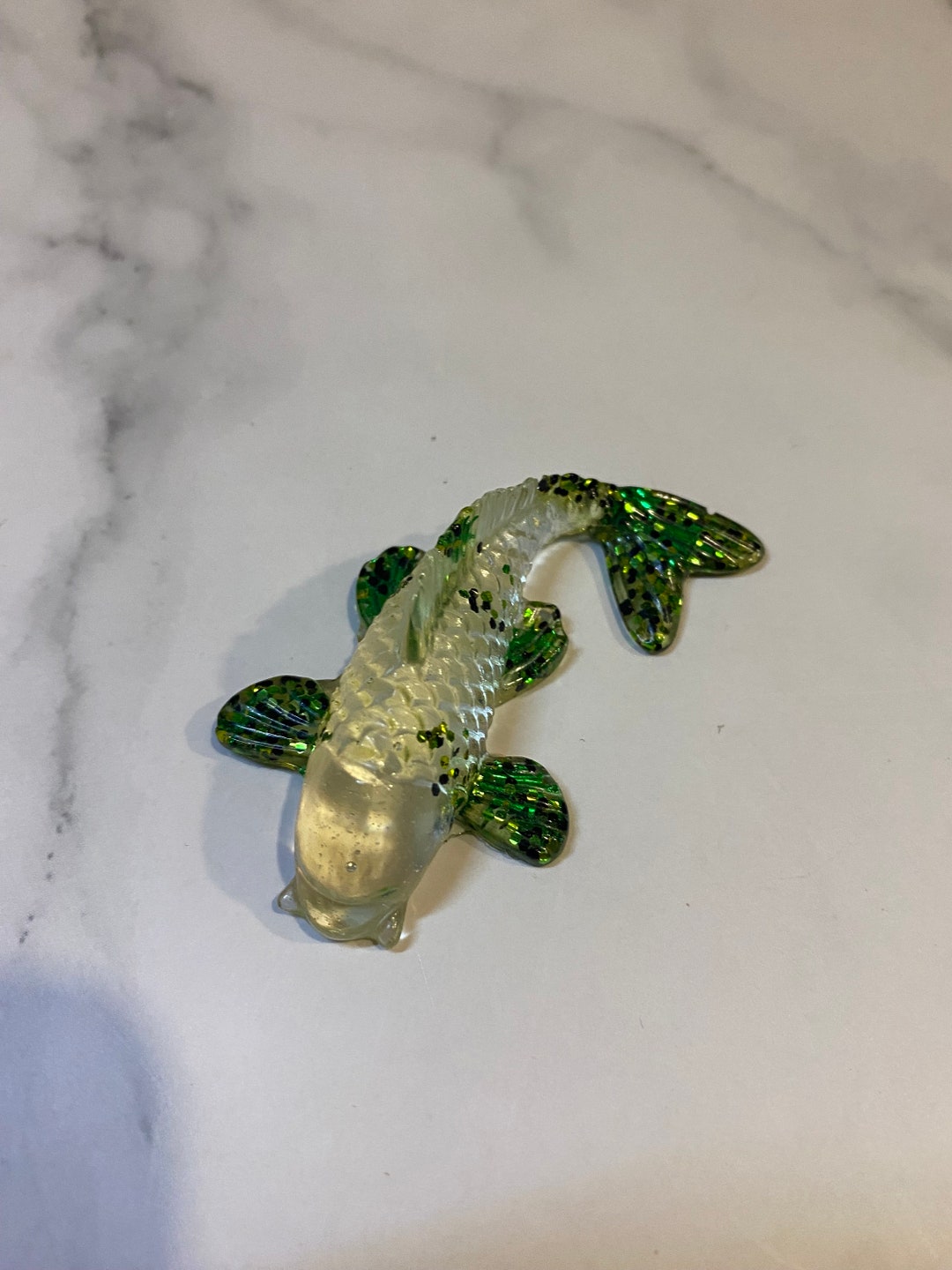 Clear With Green Glitter Resin Koi Fish - Etsy