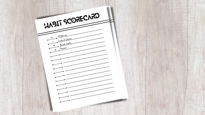 Habit Scorecard Daily Habits Atomic Habits Template Daily Etsy