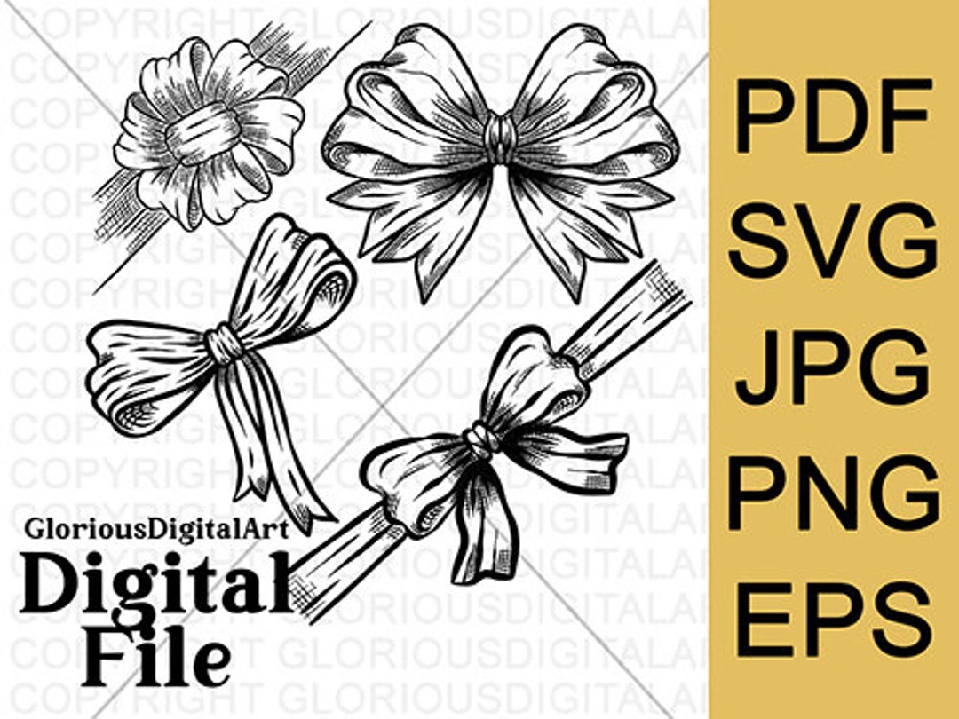 Ribbon 4 Styles, Papion Gift Frame, Wrap Decoration, Instant Download ...