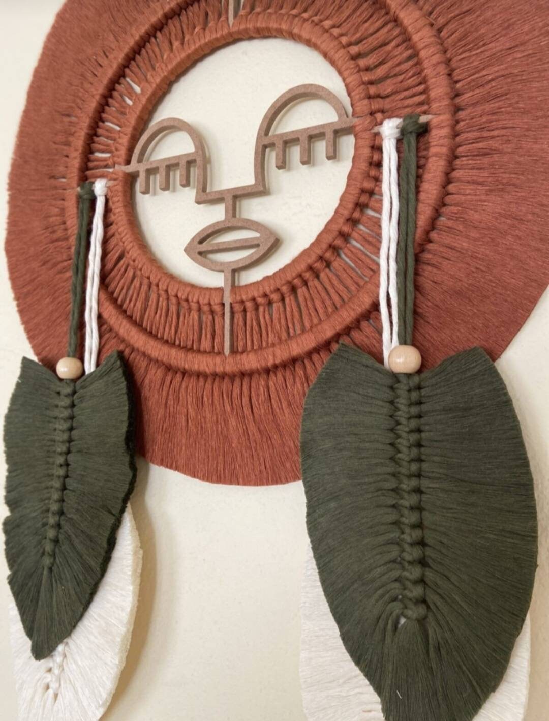 African Mask Bohemian Macrame Wall Ornament - Etsy