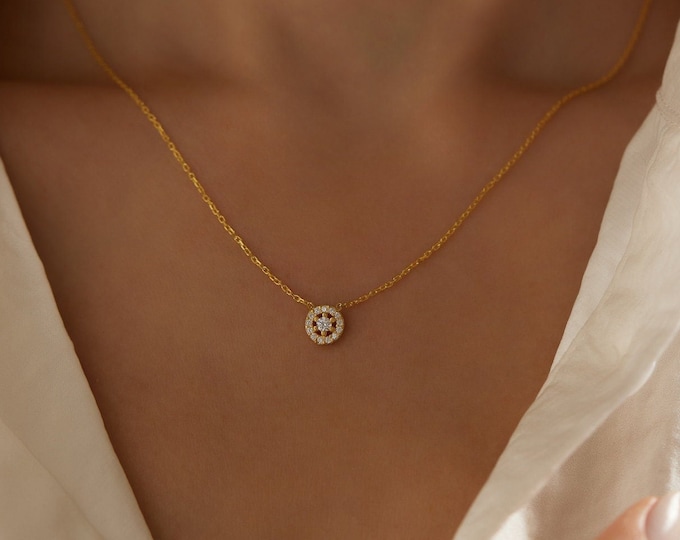 Kette gold mit Zirkona Steinchen 925 Sterling Silber, vergoldet Schmuck minimalistisch Geschenk ...