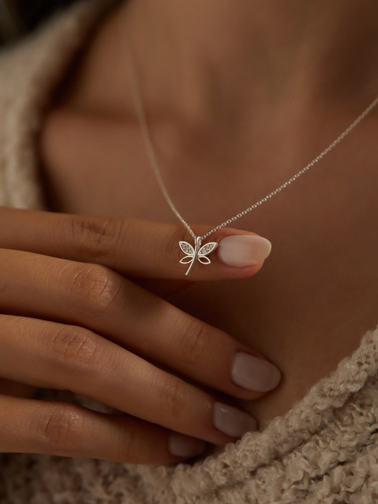 Dragonfly Necklace Chain With Pendant 925 Sterling Silver - Etsy