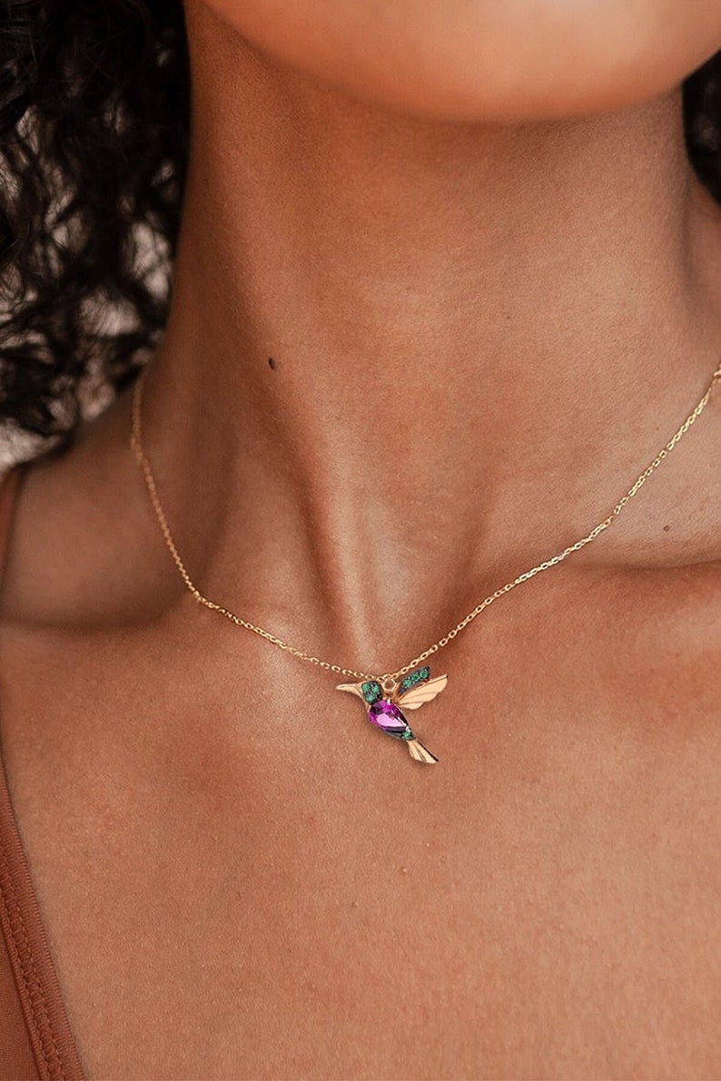 Necklace Hummingbird Bird 925 Sterling Silver Rosegold - Etsy