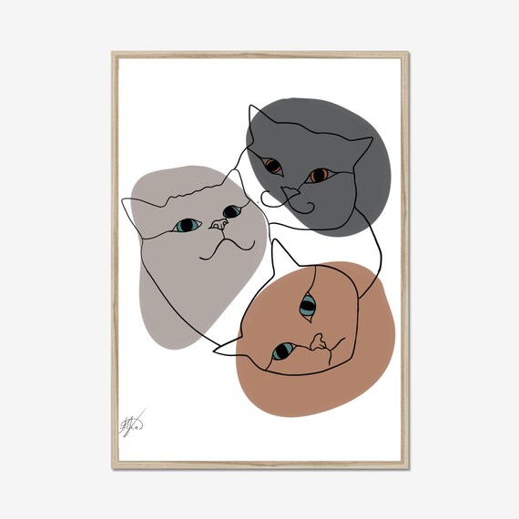 Three Cats Drawing