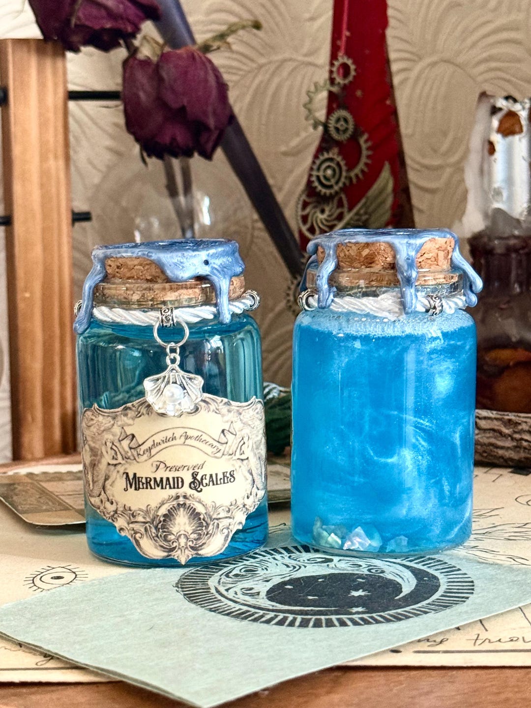 Preserved Mermaid Scales Potion Bottle: Handmade Color Changing Witchy ...