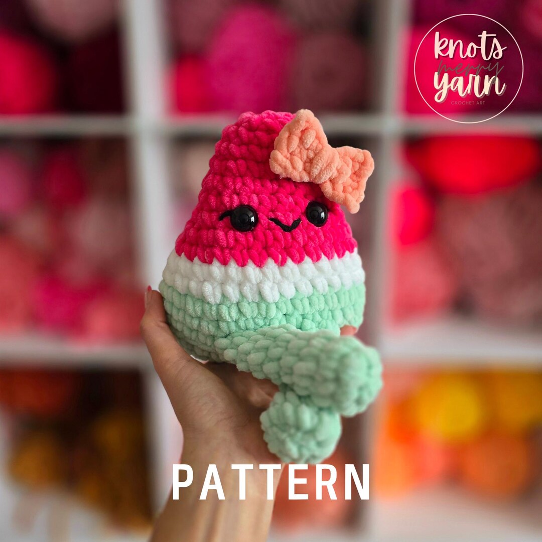 Crochet Watermelon Pattern, No Sew, Amigurumi Watermelon, Watermelon ...