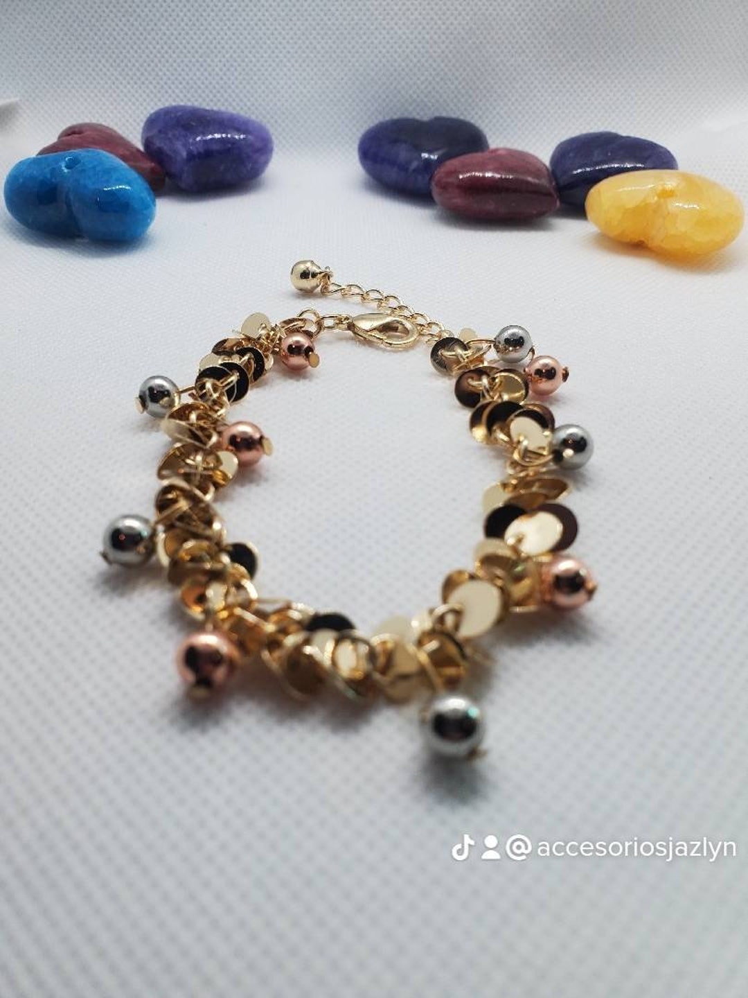14k Gold Plated Tricolor Water Drop Bracelet - Etsy