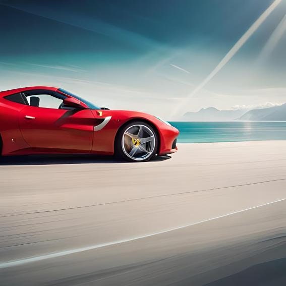 Ferrari Digital Art on the Beach - Etsy