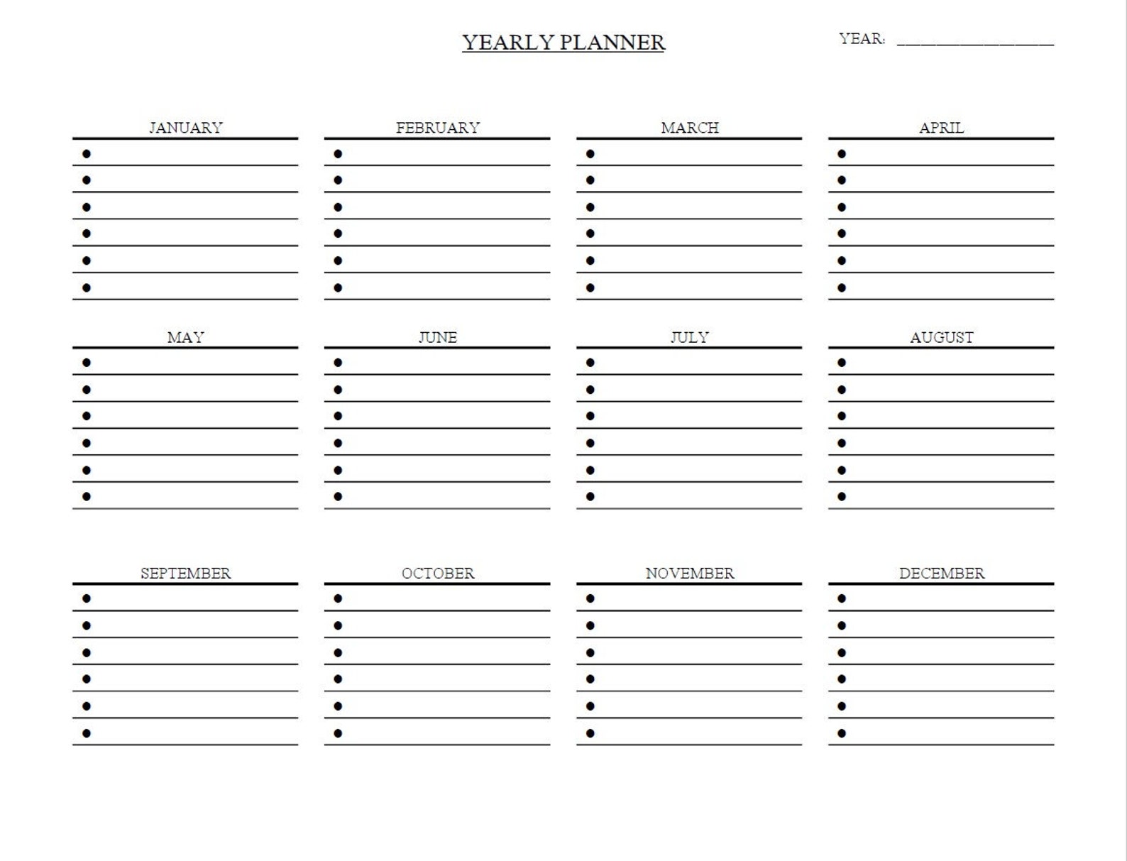 Yearly Planner, Yearly Tasks, 12 Months, Instant PDF Download. V1 and ...