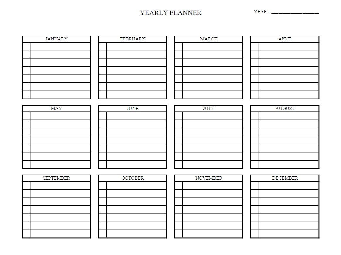 Yearly Planner, Yearly Tasks, 12 Months, Instant PDF Download. V1 and ...