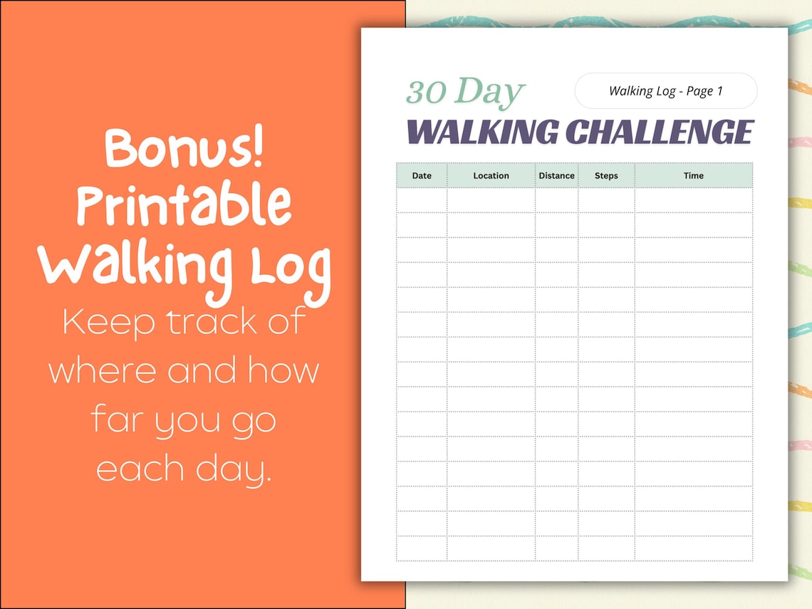 30 Day Walking Challenge Printable | 30 Day Challenge | Printable PDF ...