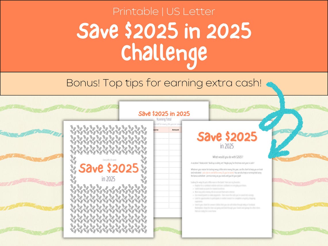 2025 Savings Challenge Printable | Save 2025 in 2025 | Savings Tracker ...