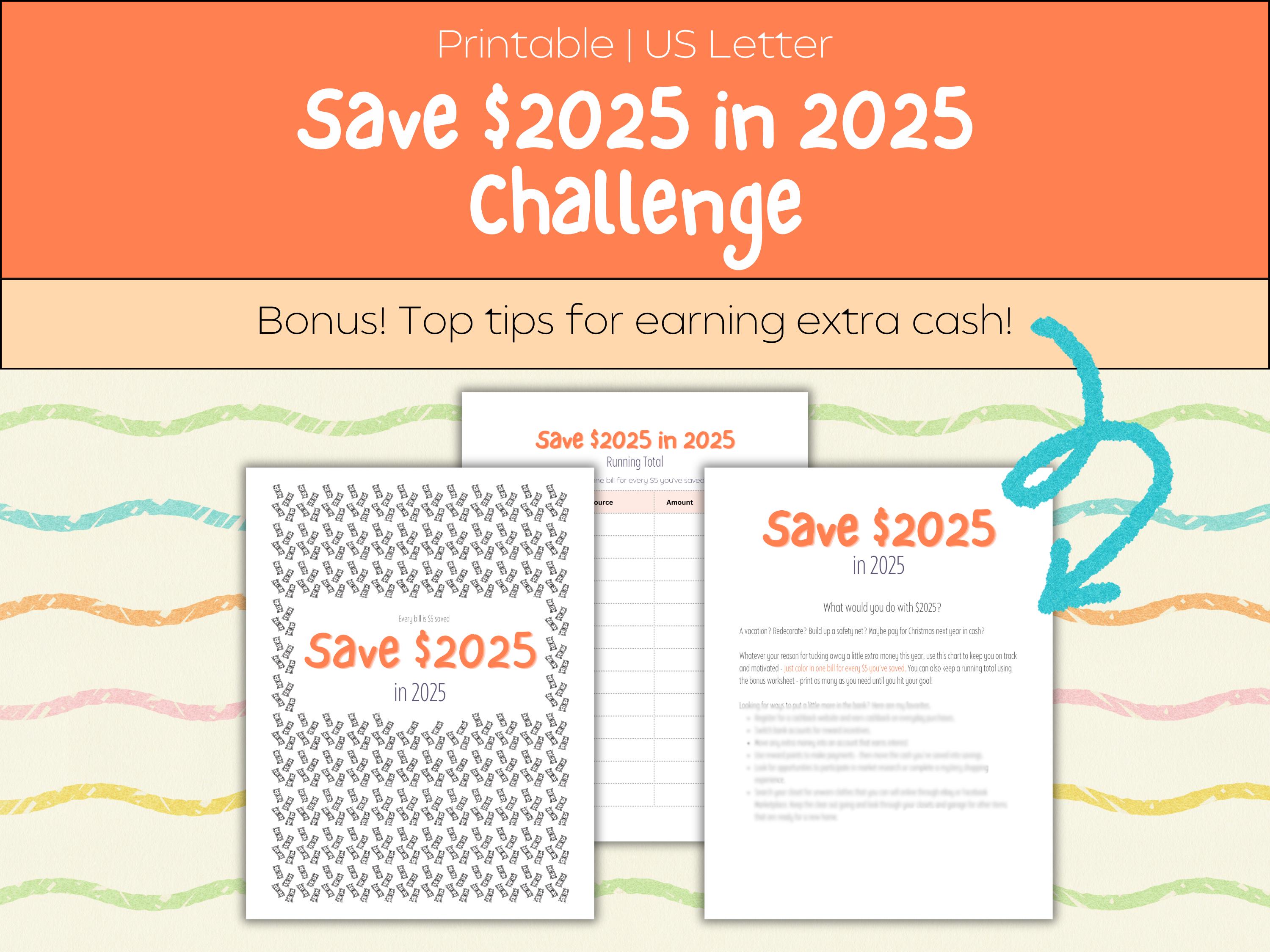 2025 Savings Challenge Printable | Save 2025 in 2025 | Savings Tracker | Savings Challenge | US ...