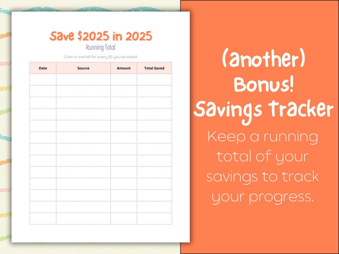 2025 Savings Challenge Printable | Save 2025 in 2025 | Savings Tracker ...