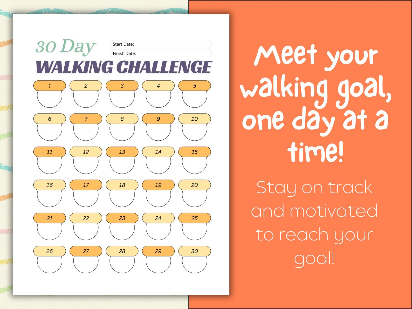 30 Day Walking Challenge Printable | 30 Day Challenge | Printable PDF ...