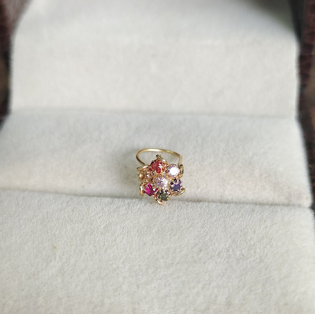 FLOWER DESIGN PIN Multi Color Pin 14k Gold Stud Pin Birthday Gift ...