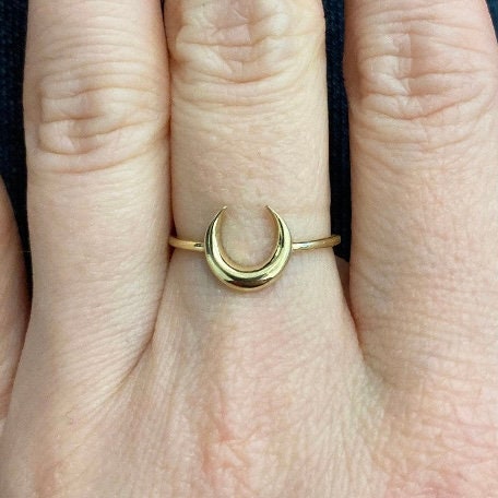 14K Solid Gold Moon Ring Crescent Moon Ring Tiny Moon Ring - Etsy Canada