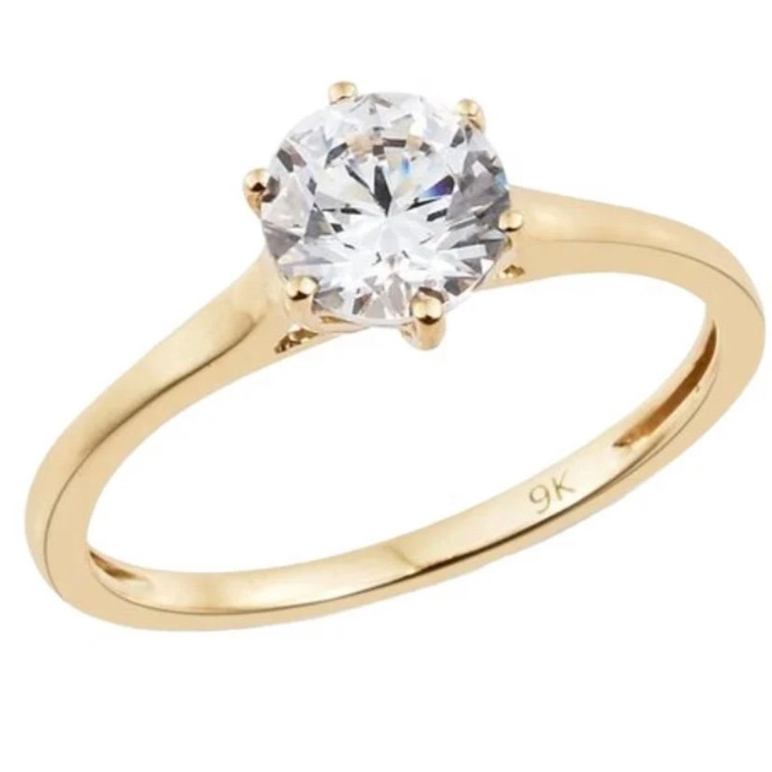 Solid 14k Gold Round Engagement Ring Stone Ring Gold Ring Promise Ring ...