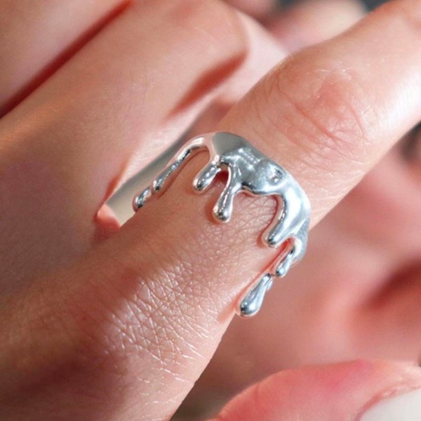 Silver Melting Crown Ring - Etsy