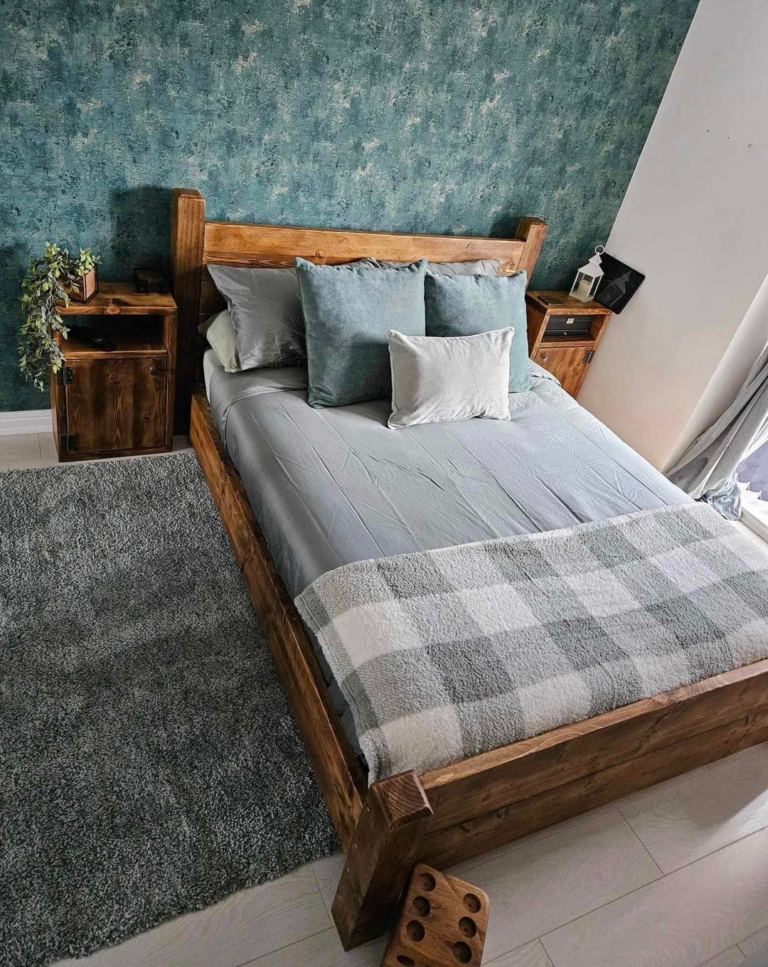 Wood Bed Rustic Handmade - Etsy UK