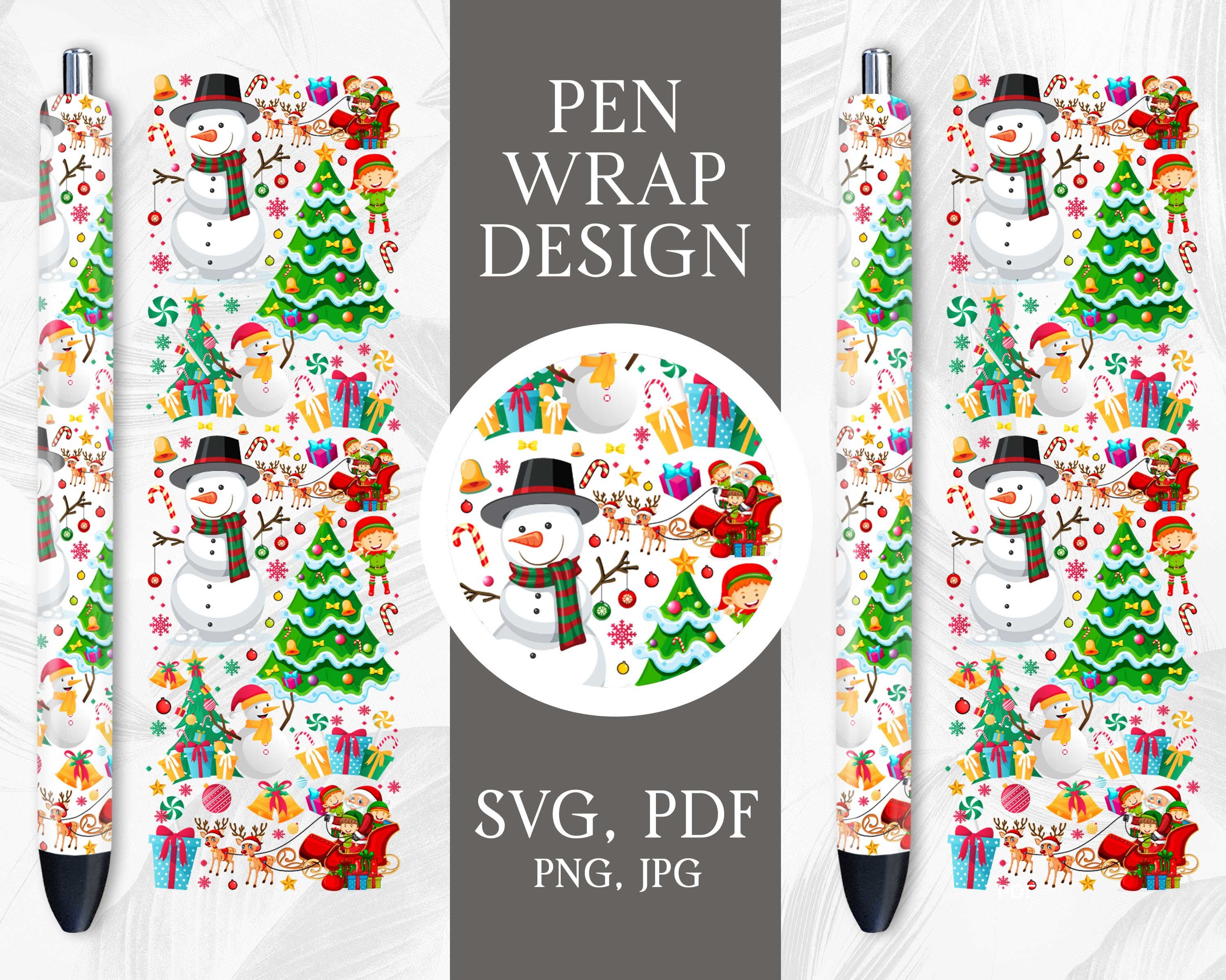 Christmas Pen Wraps, Pen Wrap Svg, Inkjoy Pen Wraps, Epoxy Pen Wrapssvg ...