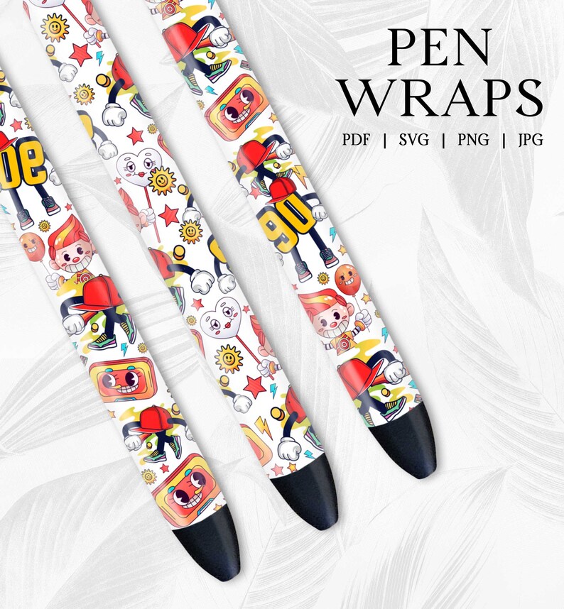90s Cartoon Pen Wrap, Pen Wrap Svg, Glitter Pen Wraps,sublimation Pen ...