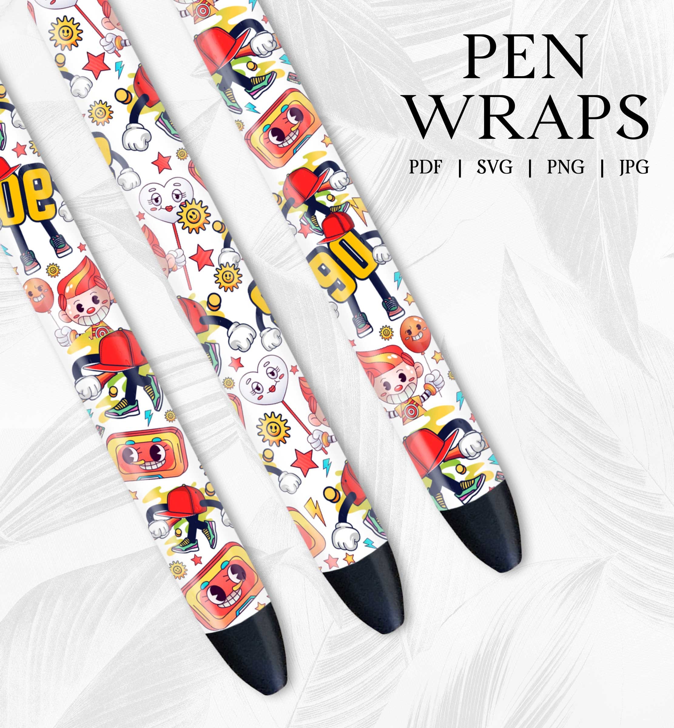 90s Cartoon Pen Wrap, Pen Wrap Svg, Glitter Pen Wraps,sublimation Pen ...