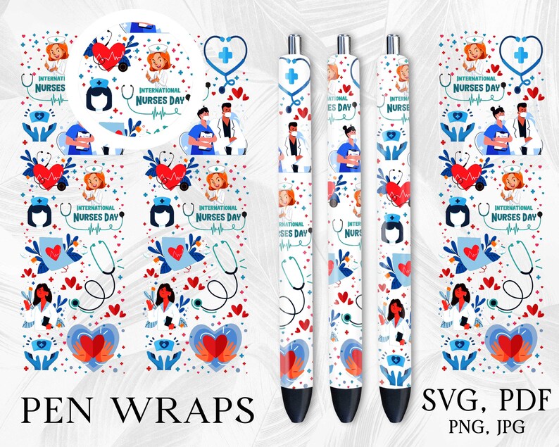 Certified Nursing Pen Wrap, Pen Wrap Svg, Sublimation Pen Wrap Design, Glitter Pen Wraps, Pen ...