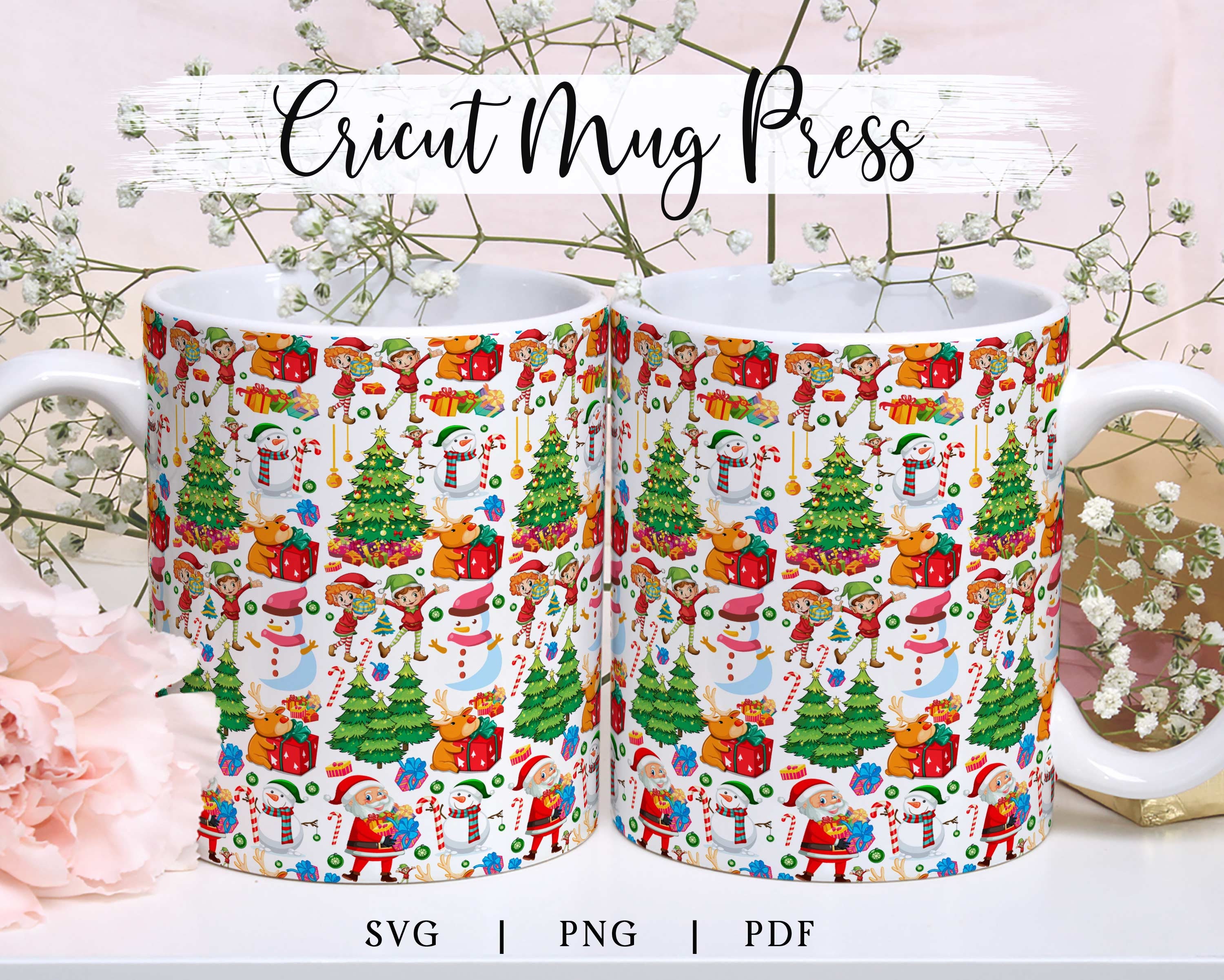 Christmas Mug Wrap, Cricut Mug Press Svg, Christmas Mug Wrap ...