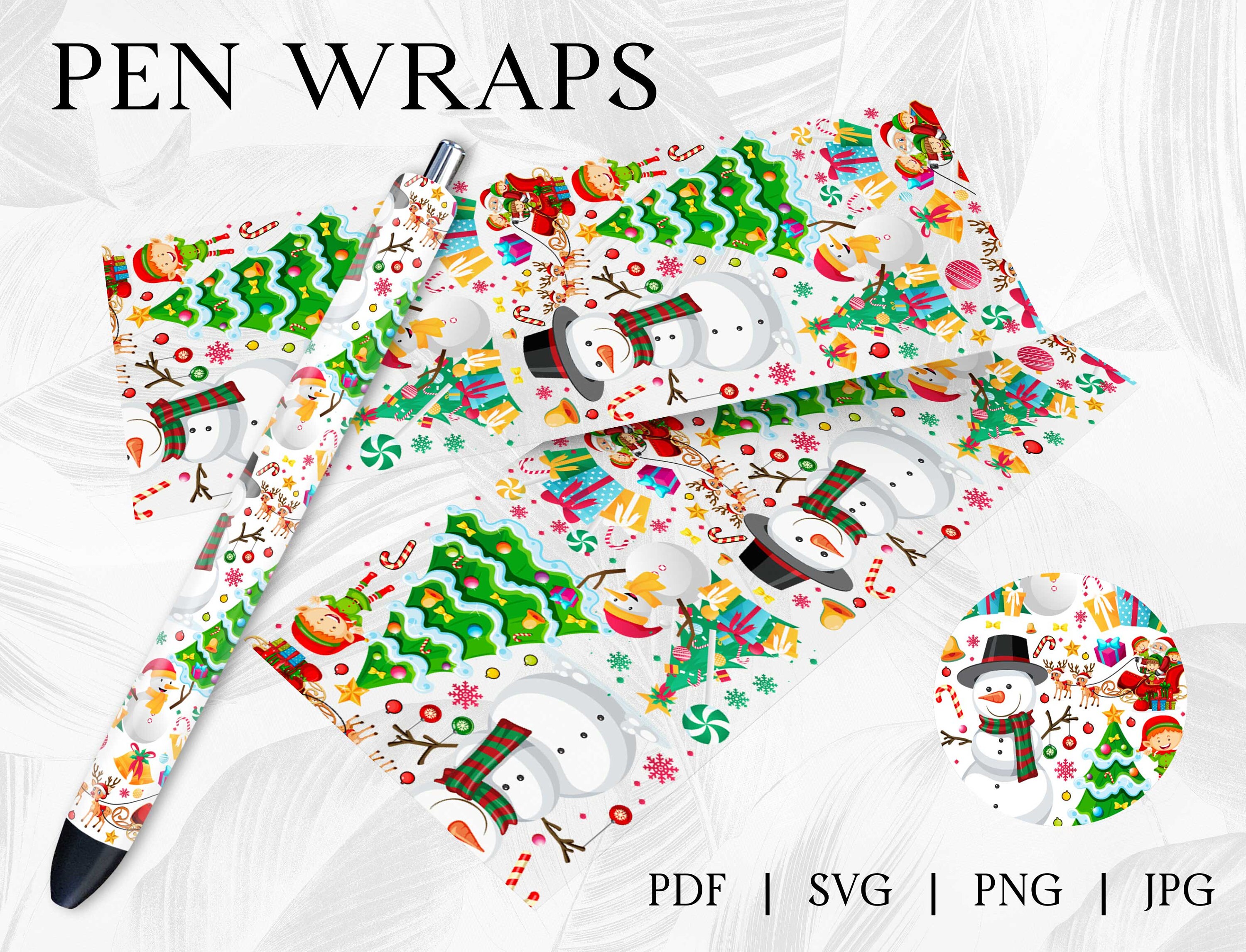 Christmas Pen Wraps, Pen Wrap Svg, Inkjoy Pen Wraps, Epoxy Pen Wrapssvg ...