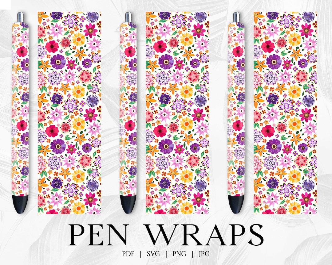 Pink Flower Pen Wrap, Pen Wrap Svg, Sublimation Pen Wrap Design, Epoxy ...