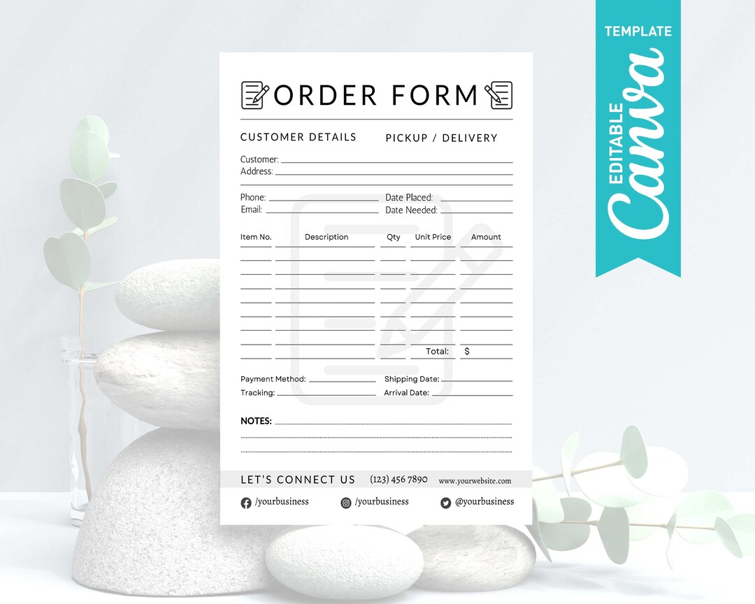 Printable Order Form, Wholesale Order Form, Price List Template, Small ...