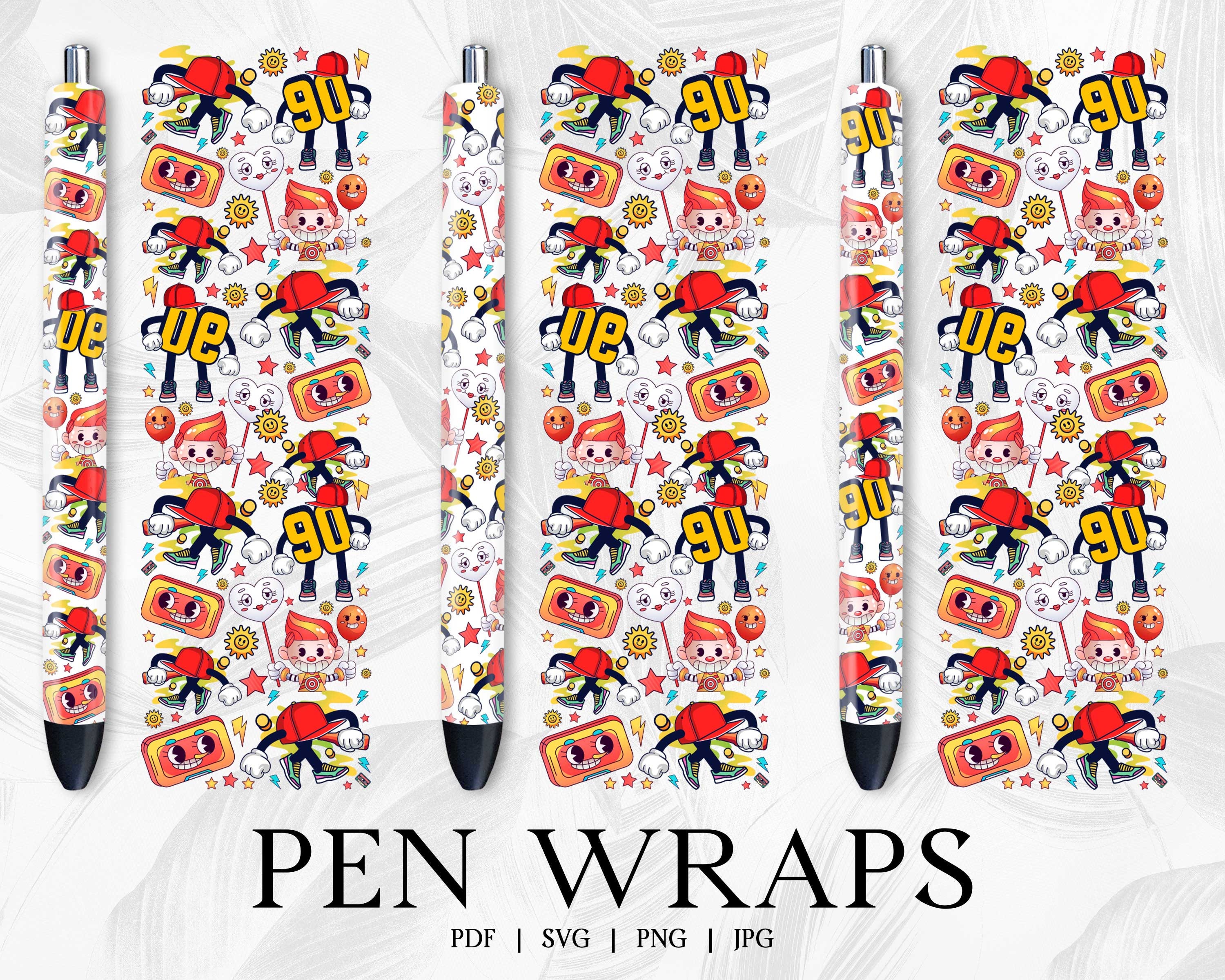 90s Cartoon Pen Wrap, Pen Wrap Svg, Glitter Pen Wraps,sublimation Pen ...