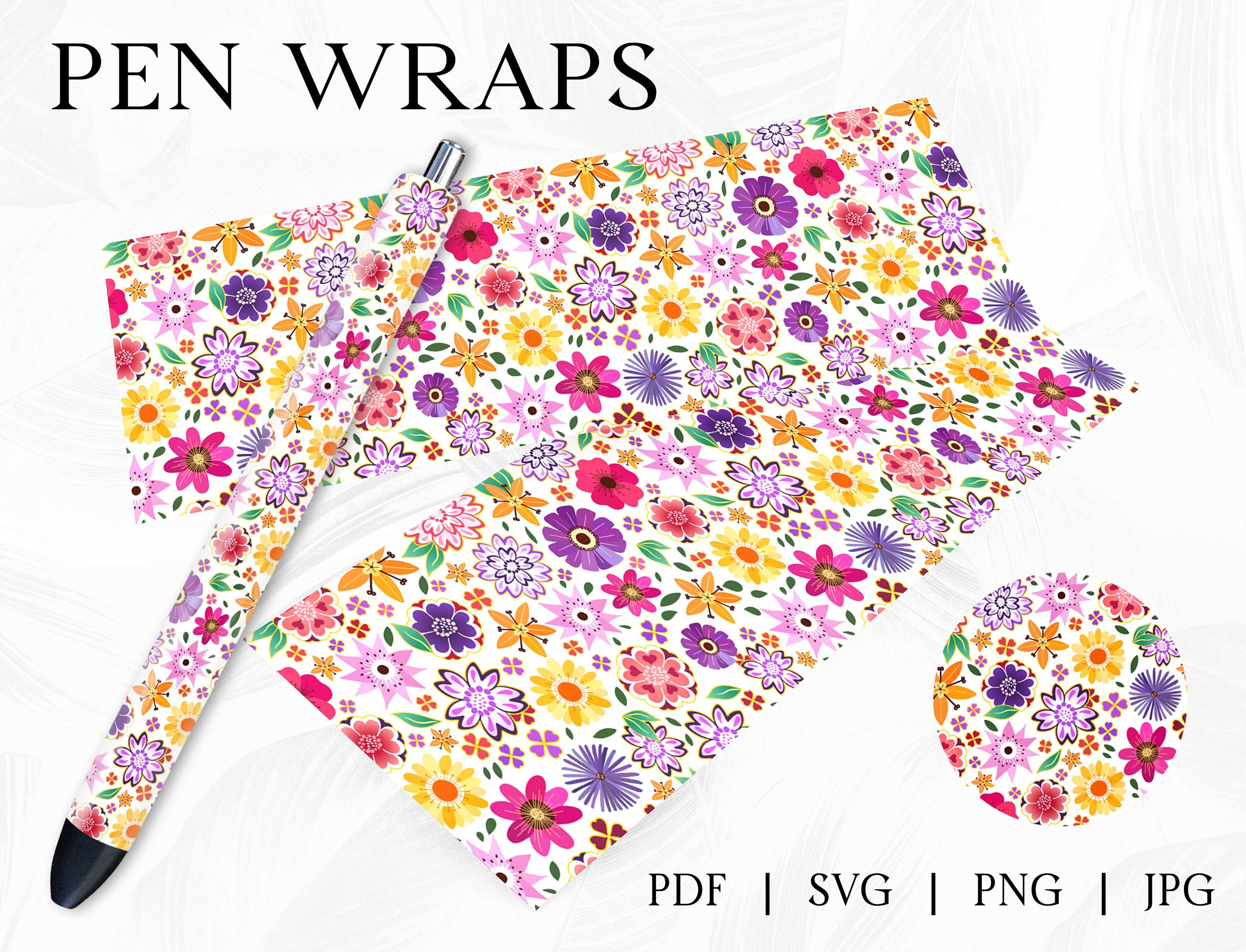 Pink Flower Pen Wrap, Pen Wrap Svg, Sublimation Pen Wrap Design, Epoxy ...