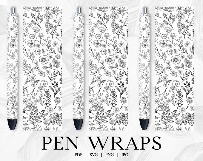 Flower Art Pen Wrap Pen Wrap Svg Sublimation Pen Wrap - Etsy