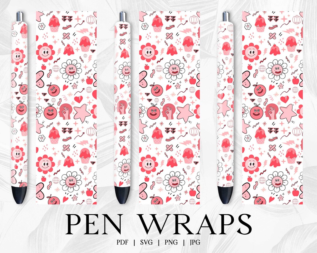 Cute Smile Pen Wrap Design for Sublimation, Pen Wrap Png, Glitter Pen ...
