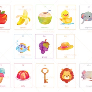 Alphabet Flash Cards Watercolor Montessori Educational - Etsy