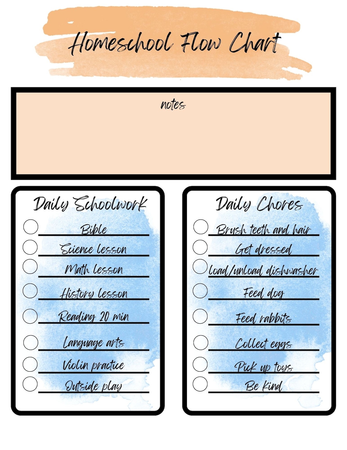 Homeschool Dailiy Flow Chart Printable Schedule Editable - Etsy