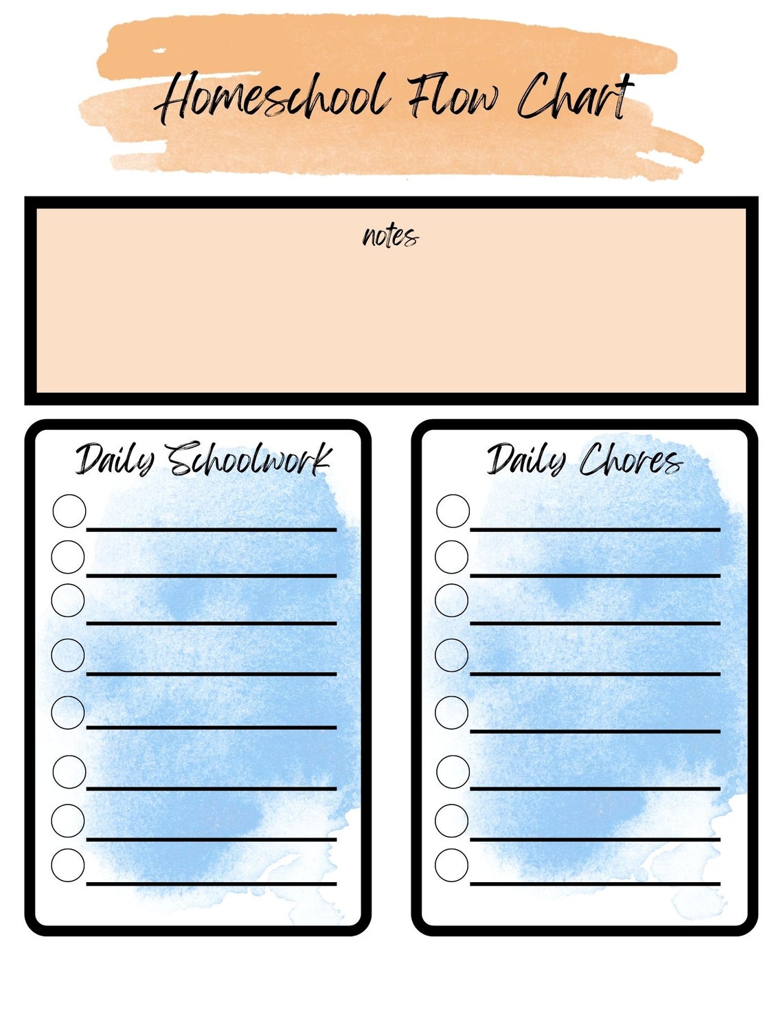 Homeschool Dailiy Flow Chart Printable Schedule Editable - Etsy