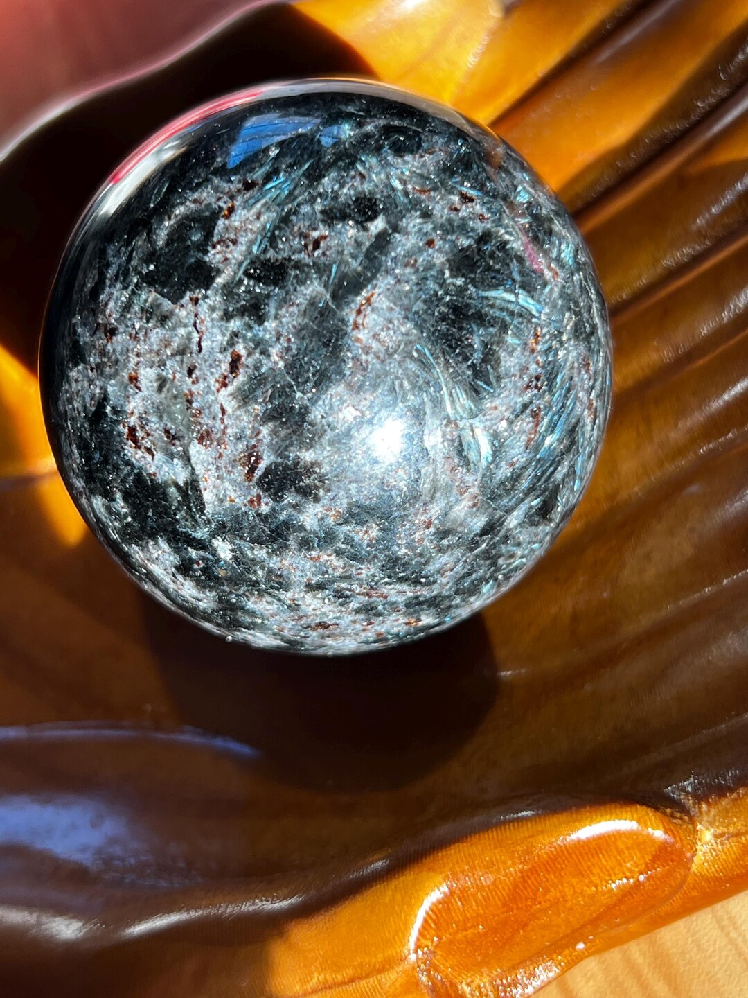 Firework Stone Arfvedsonite Natural Polished Crystal Sphere - Etsy