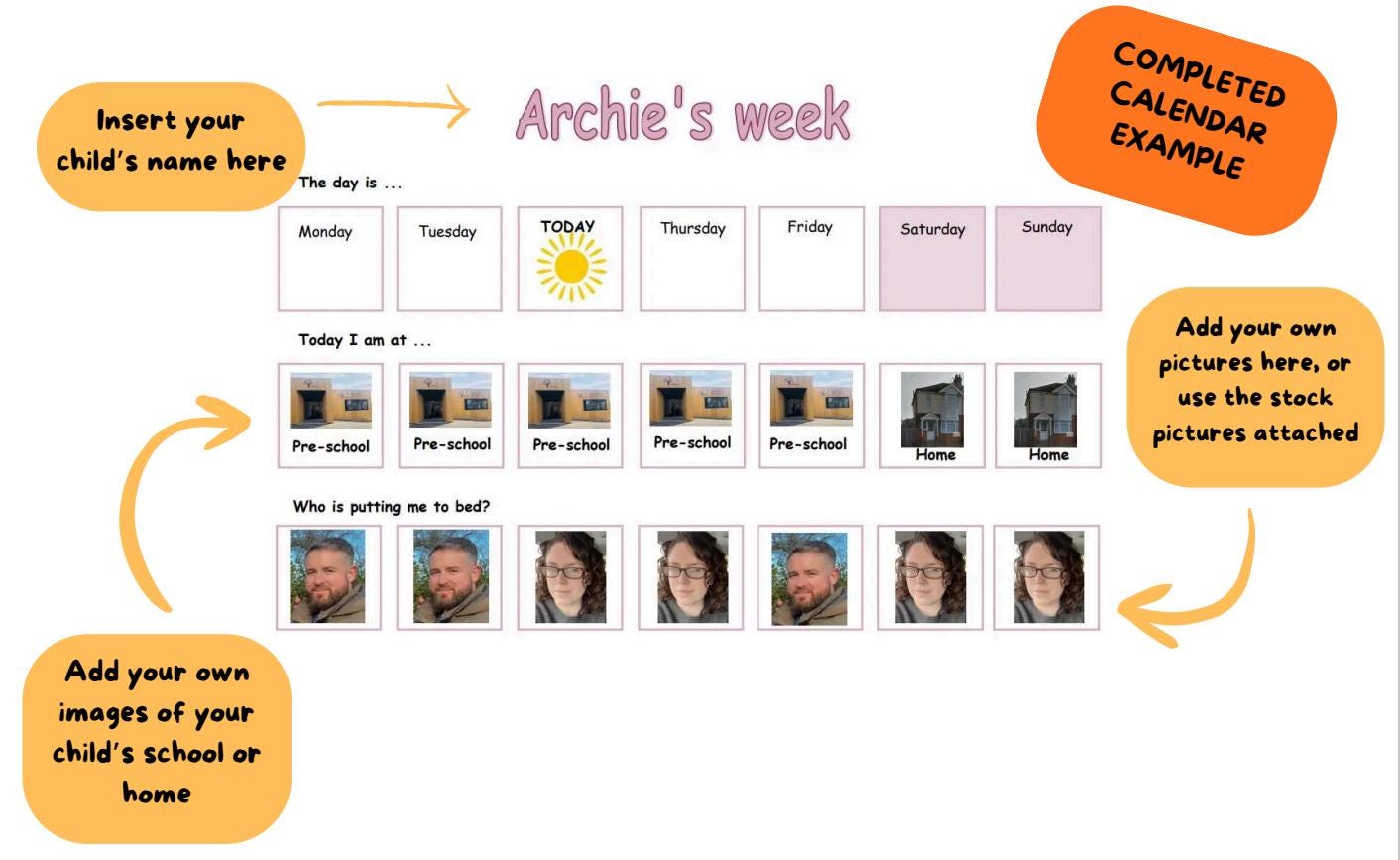 Co-parenting, Child-friendly Weekly Routine Calendar - Etsy