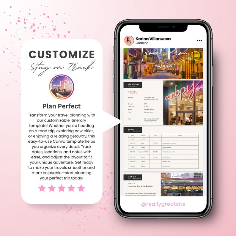 Customizable Travel Itinerary Template | Editable Canva Planner for Any ...