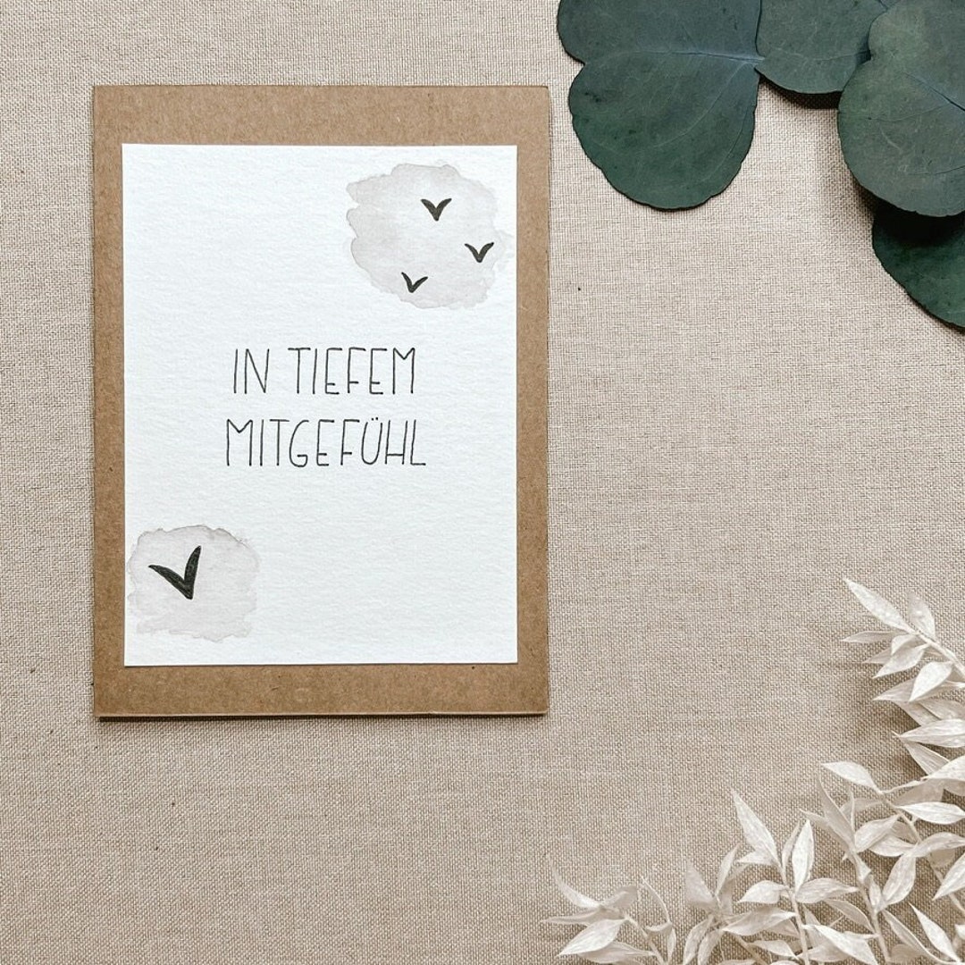 Condolence Card with Deepest Sympathy Hand Painted Birds Folding Card ...