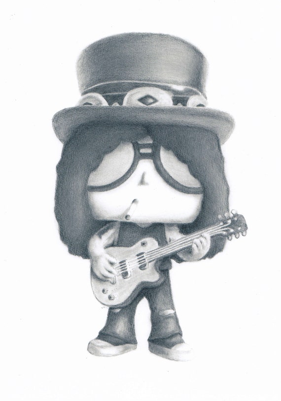 Impresión de Slash Caricatura Dibujo a Lápiz - Etsy México