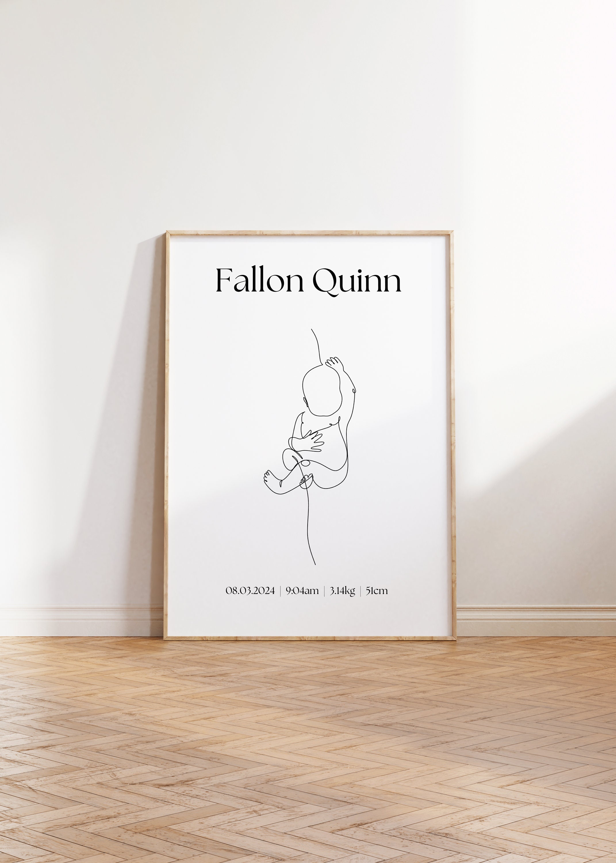 Custom Birth Print Line Art Poster | Newborn Baby Outline | Baby Birth ...
