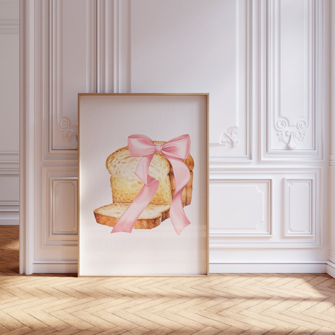 Coquette Wall Art Bow Bread Baguette Room Decor | Bow Wall Art | Girly ...