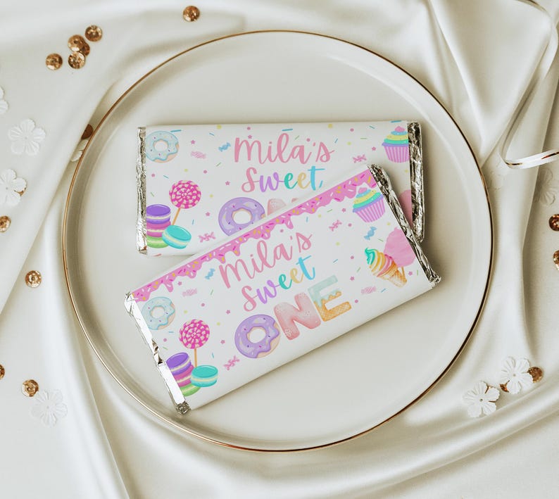 Editable Sweet One Birthday Chocolate Wrappers | 1st Birthday Girl ...