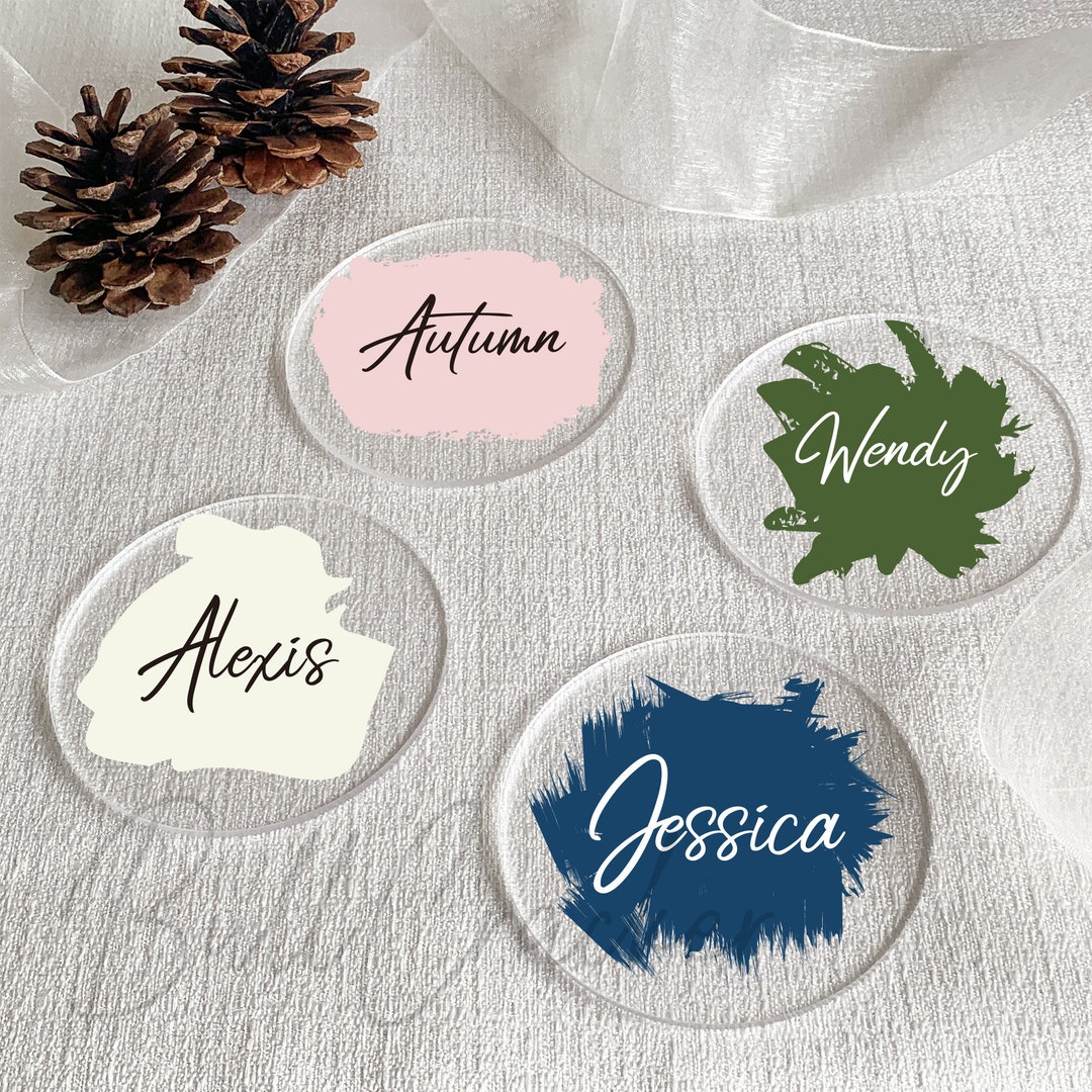Custom Acrylic Name Cards, Personalized Round Wedding Pplace Settings ...