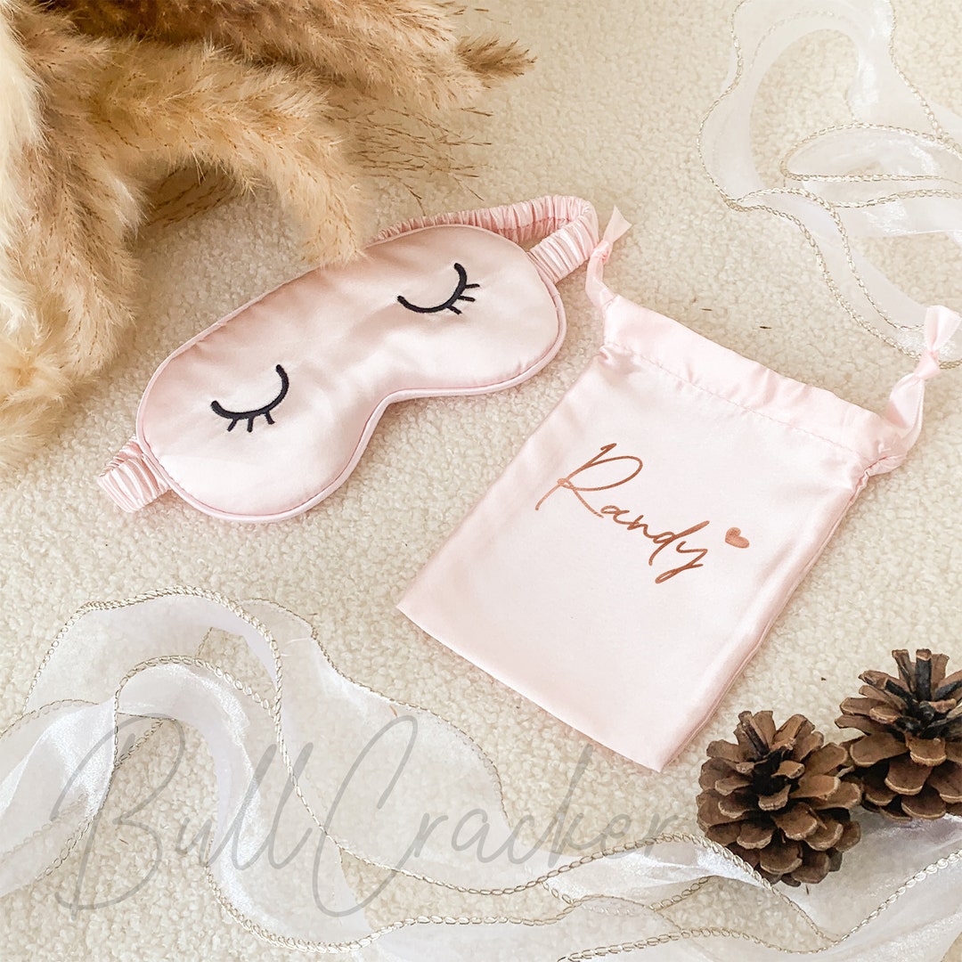 Personalized Satin Eye Mask, Sleep Mask for Bridal Party, Eyelashes Eye ...